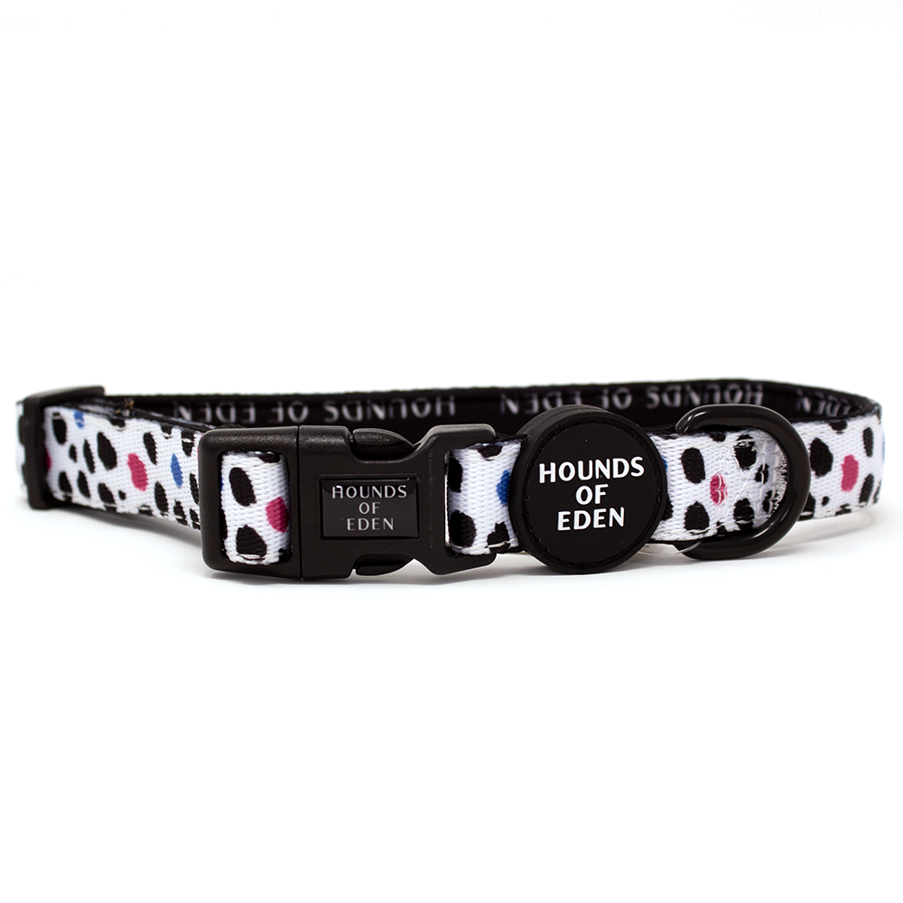 'Spot the Dog' - Pink, Blue & Black Spotted Dog Collar