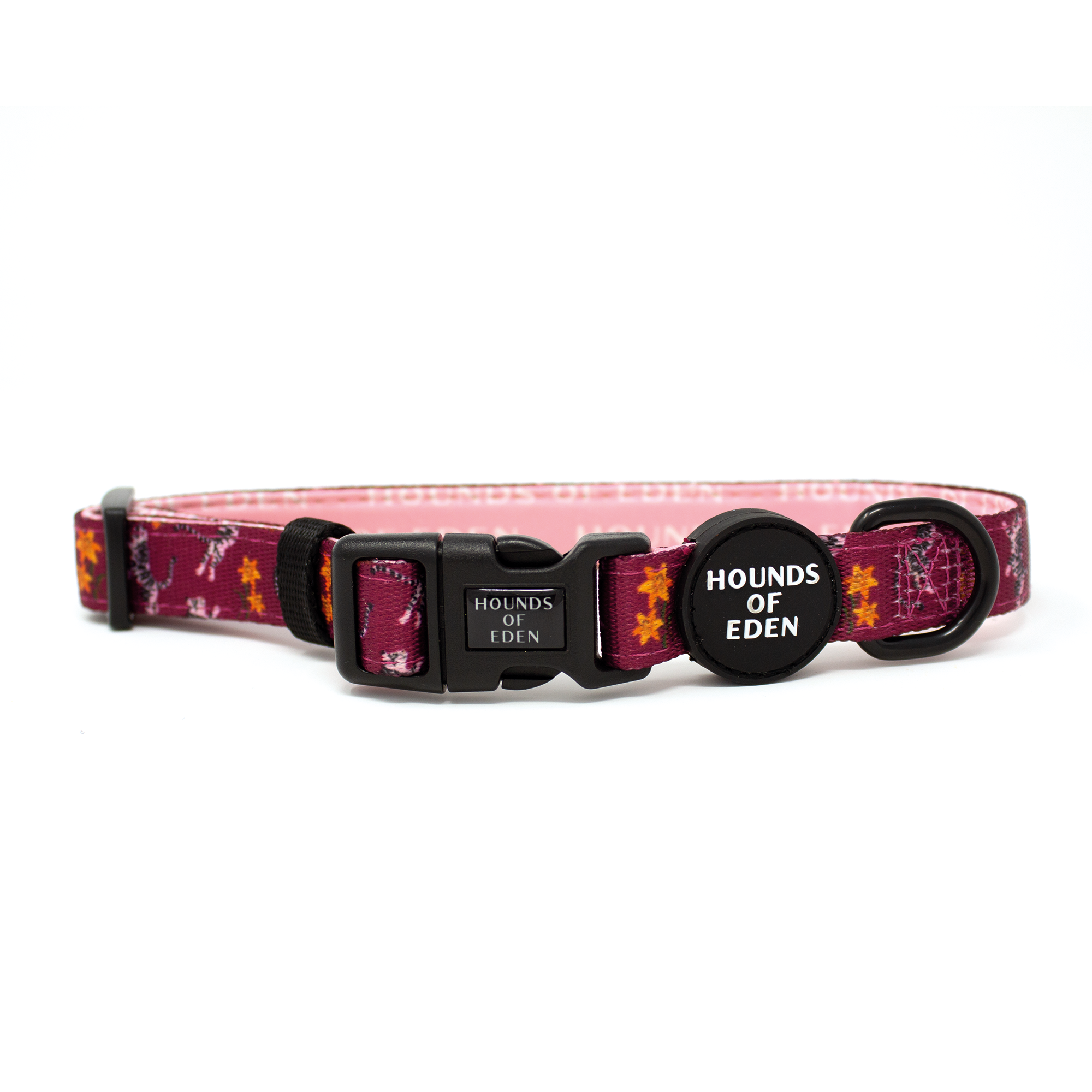 'Tiger Lily' - Magenta Pink Tiger Pattern Dog Collar